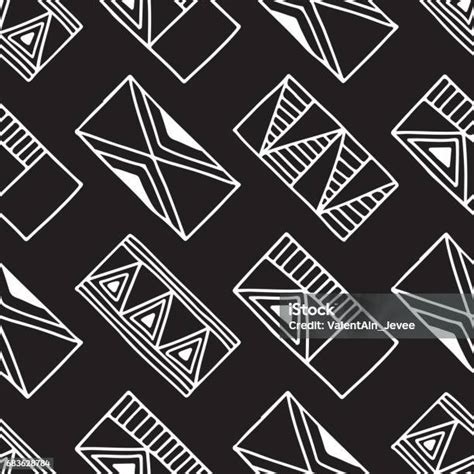 원활한 벡터 패턴입니다 흑인과 백인 기하학적 배경 손으로 그려 장식 부족 요소 인종 민족 전통 모티브 인쇄 그래픽 벡터 일러스트입니다 검은색에 대한 스톡 벡터 아트 및 기타