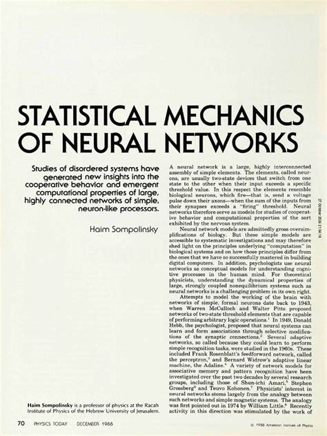 Stat Mech Of Neural Networks Pdf Nervous System Memory