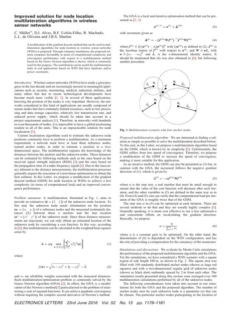 improved solution for node location multilateration algorithms in