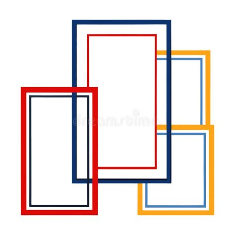 Vintage Rectangular Frame Vector Set Elegant Ornamental Border Collection Stock Vector