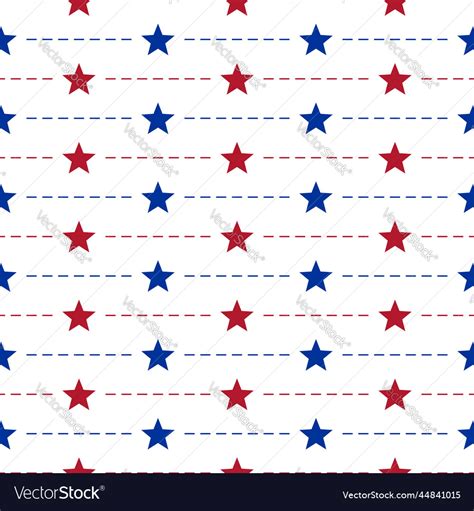 Stars And Horizontal Dotted Line Seamless Pattern Vector Image