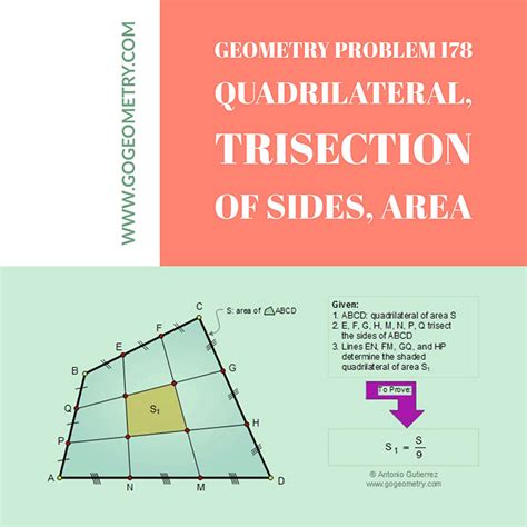 Geometry Classes Problem 178 Quadrilateral Trisection Of Sides Area Typography Math