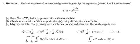 Solved V r Areλr a Since E V find an expression of Chegg com