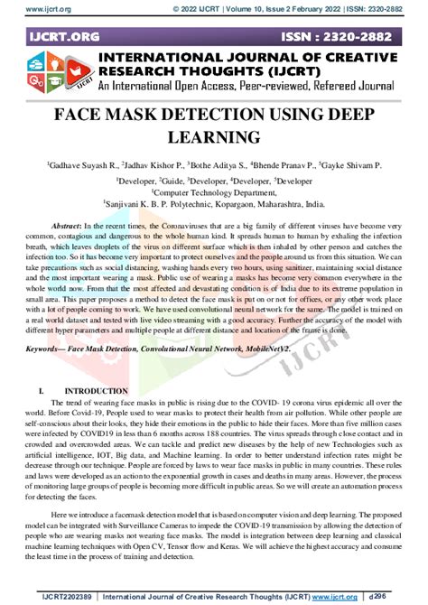 pdf face mask detection using deep learning hu ng