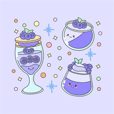 Premium Vector Sweet Dessert Parfait Pudding Mousse With Cute Facial Expressions And Pastel Colour