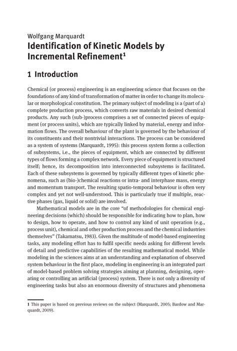 Pdf Identification Of Kinetic Models By Incremental Refinement
