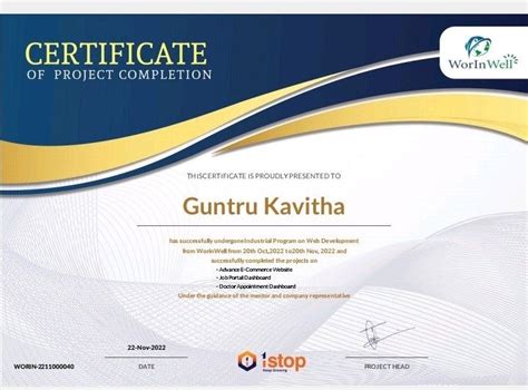 Kavitha Guntru On Linkedin Projectcompletion Intership2022 1stop Webdevelopment