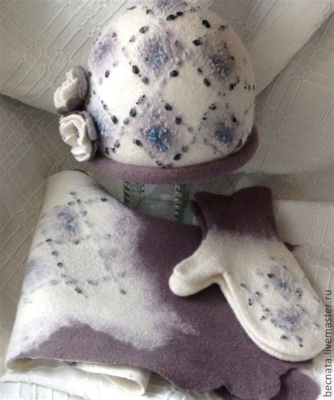 Купить Набор из шерстиГрозовое небо белый шапка головной убор головные уборы Сумки