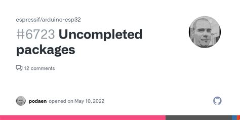 Uncompleted Packages · Issue 6723 · Espressifarduino Esp32 · Github