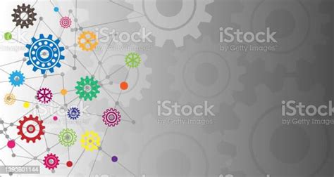 네트워크 모델 경로 배경 Ep7에 미래 기어 휠 패턴의 기술 기어 기계 부분에 대한 스톡 벡터 아트 및 기타 이미지 기어
