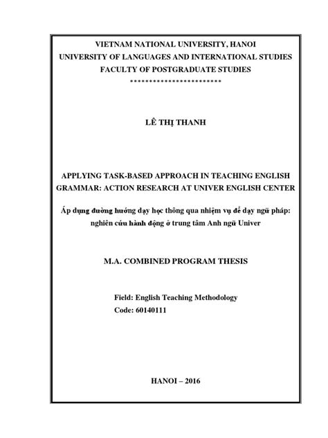 123doc Applying Task Based Approach In Teaching English Grammar Action Research At Univer