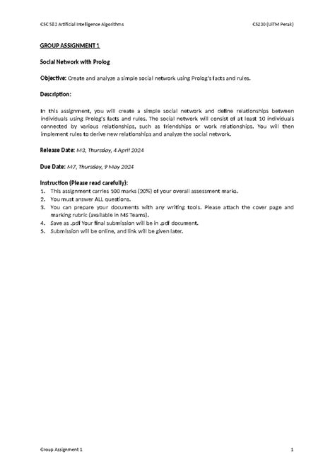 Group Assignment Prolog Group Assignment 1 Social Network With Prolog