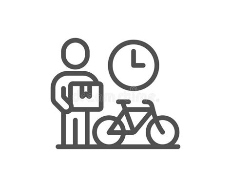 Bike Courier Line Icon Delivery Bicycle Sign Vector Stock Vector