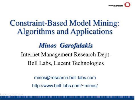 Ppt Constraint Based Model Mining Algorithms And Applications