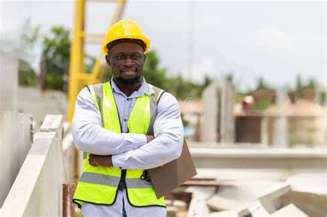 Engineer Man In Hardhats Working At Construction Site Foreman Checking Project At The Precast