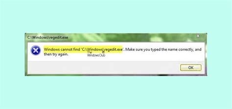 Windows Cannot Find C Windows Regedit Exe