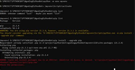 error when try to upgrade pip oserror [winerror 5] access is denieed · issue 10804 · pypa pip