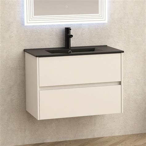 Шкаф за баня с умивалник 80см Icp 7955 черен мат СТРОЙДОМ