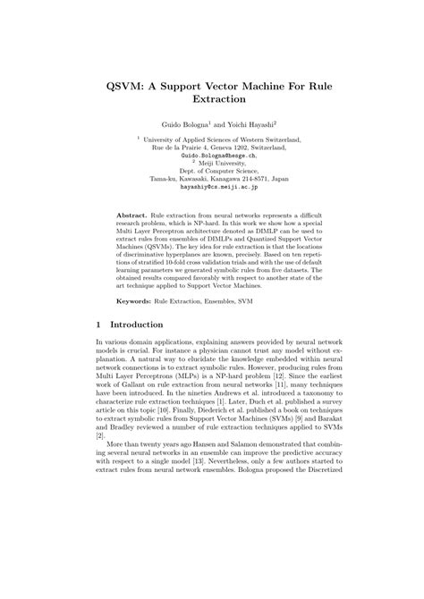 Pdf Qsvm A Support Vector Machine For Rule Extraction