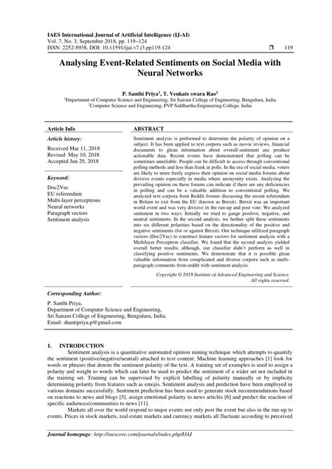 Pdf Analysing Event Related Sentiments On Social Media With Neural Networks