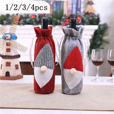 Санта Клаус крышки бутылки вина Рождественский год декора подарки снеговик бутылка вина чулок