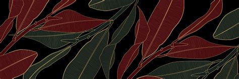 럭셔리 골드 배경 플로럴 무늬 라인 아트 일러스트가 있는 골든 스플릿 리프 목련 부르고뉴 그린 컬러 0명에 대한 스톡 벡터 아트