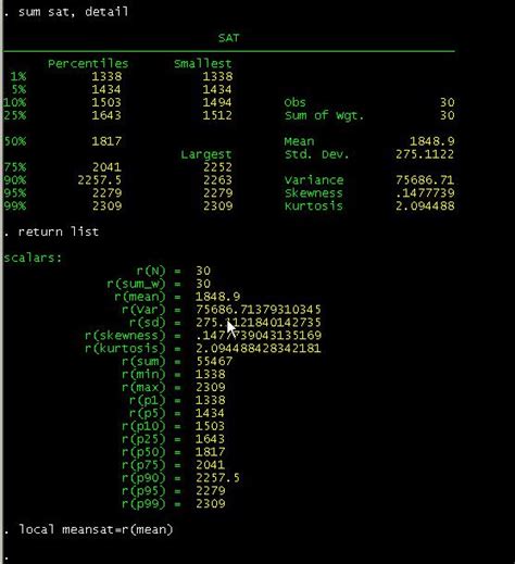 Descriptive Statistics Excelstata