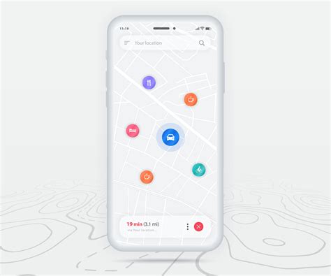 Map Gps Navigation Ux Ui Concept Smartphone Map Application And Destination Pinpoint On Screen