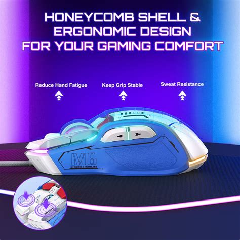 Wolflaws M6 Rgb Gaming Mouse 12800 Dpi Wired Pc Gamer Mice