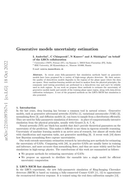 Generative Models Uncertainty Estimation DeepAI