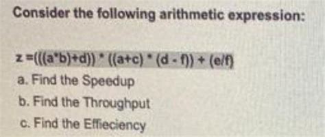 solved consider the following arithmetic expression