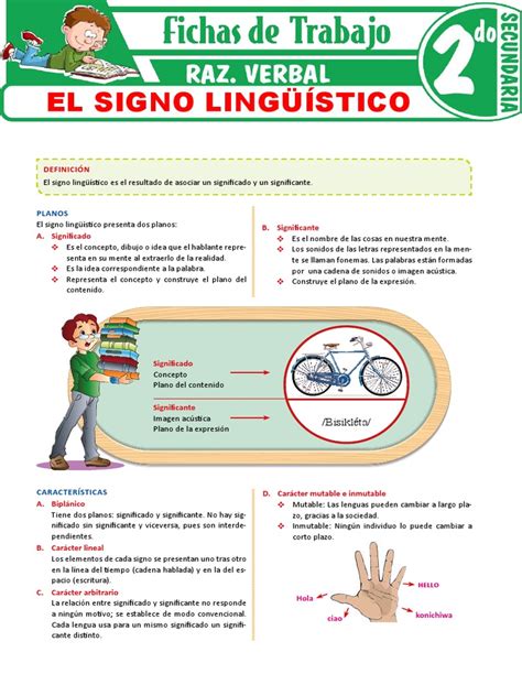 Planos Y Caracteristicas Del Signo Linguistico Para Segundo Grado De