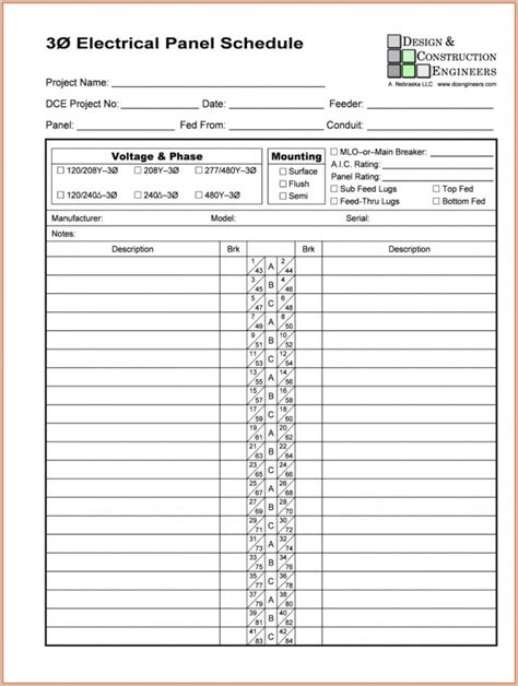 Square D Panel Label Template