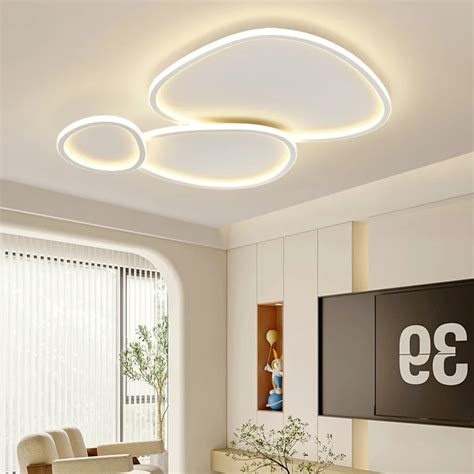 Modern White Double Circle Led Ceiling Light Hotel Lobby Home Round Ring Aluminum Chandelier