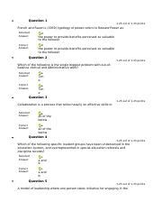 QUIZ EDCE Docx Question Out Of Points French And Raven S Typology Of