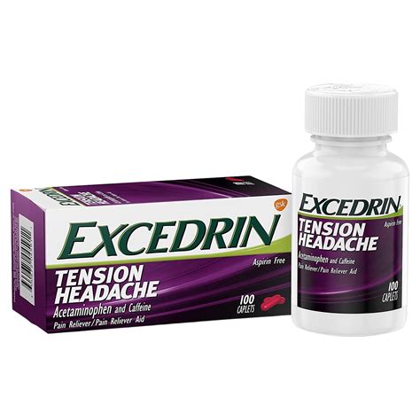 Excedrin Tension Headache Relief Caplets No Aspirin Head Neck
