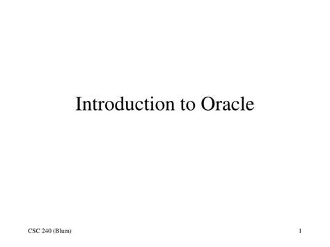 Ppt Introduction To Oracle Powerpoint Presentation Free Download Id5498891