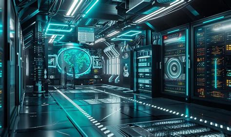 Premium Photo Futuristic Holographic Server Room
