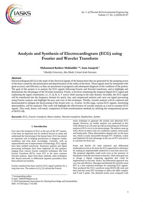 Pdf Analysis And Synthesis Of Electrocardiogram Ecg Using Dokumen Tips