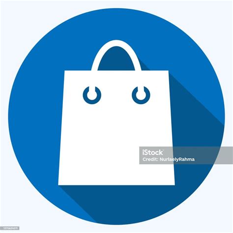 부드러운 파란색 배경에 고립 된 트렌디 한 긴 그림자 스타일의 쇼핑 백 아이콘 가방에 대한 스톡 벡터 아트 및 기타 이미지 가방 고객 구매 Istock