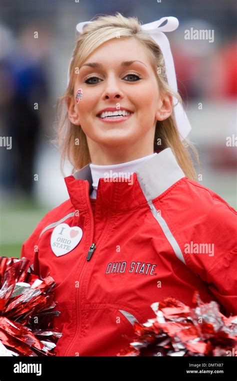 24 October 2009 An Ohio State Buckeyes Cheerleader On The Sidelines During The Game Between The