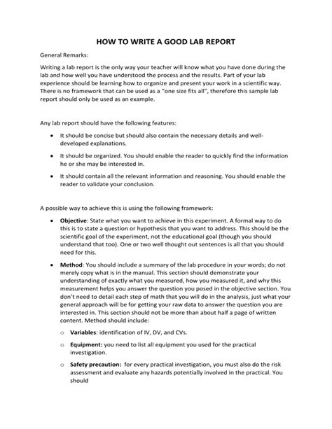 Lab Report Guide Writing Effective Science Reports