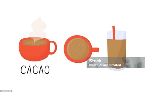 짚으로 머그잔과 풀에 담긴 카카오 음료 세트 핫초코 또는 카푸치노를 곁들인 빨간 머그잔 0명에 대한 스톡 벡터 아트 및 기타 이미지 0명 갈색 감기와 독감 Istock