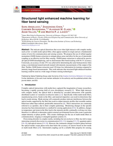 Pdf Structured Light Enhanced Machine Learning For Fiber Bend Sensing