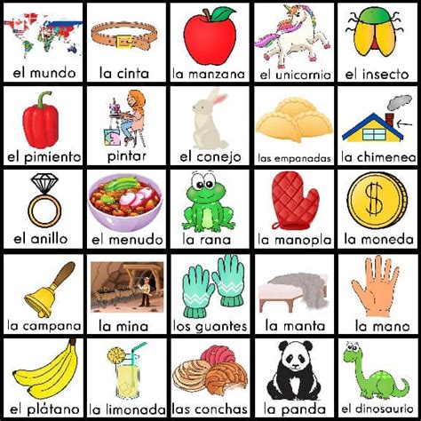 ¡articulación Spanish Articulation Mat N Medial 25 Words Tpt