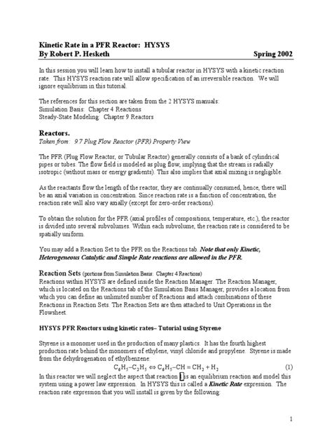 Pdf Kinetic Rate Reactor Tutorial Dokumentips