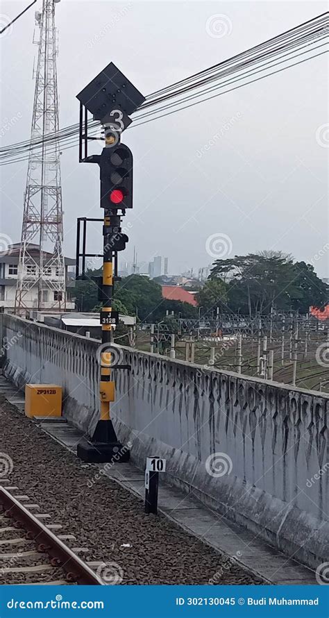 Photo Object Of Electric Train Traffic Lights Stock Illustration