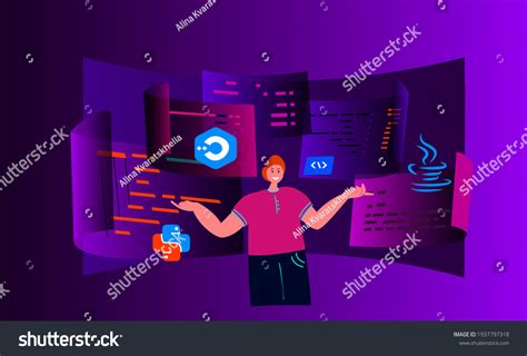 smart man programmer working on web stock vector royalty free