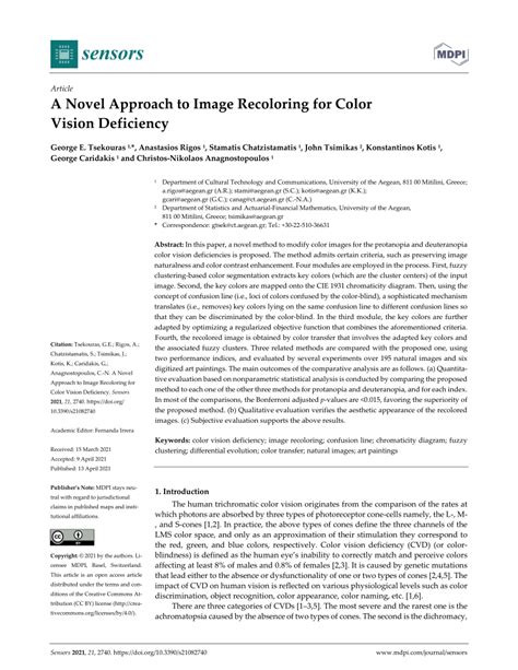 Pdf A Novel Approach To Image Recoloring For Color Vision Deficiency