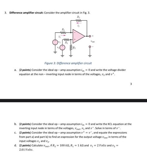 Solved 3 Difference Amplifier Circuit Consider The Chegg Com